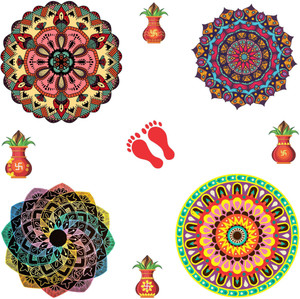 Creatick Studio 30 cm Floral Rangoli Combo Sticker for Diwali with ...