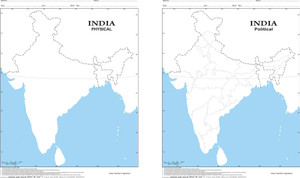 Practice Map India Physical & Political Map Paper Print - Educational ...