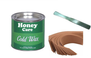 DOUBLE LIPS Cold Wax (450 grm)+Waxing Strips 60 pcs+1 pcs stainless ...