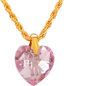 DULCI Light Pink Heart-Shaped Design with Crystal Chain Pendant ...