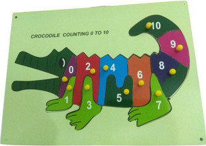 Ashmi Wooden Crocodile Shape Counting 0-10 With Knob Jigsaw Puzzle ...