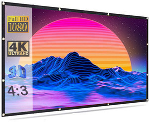 Moiz 150" Inch Projector Screen (Foldable) 10 x 8 Feet 4:3 Ratio 3D UHD ...