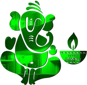 Sticker Hub 38 cm Shri Ganesh Diwali Decorations Acrylic 3D Mirror Wall ...