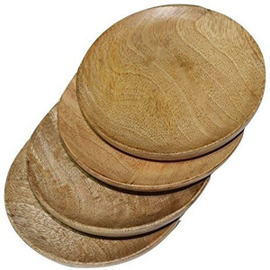 ARTANDCRAFTINDIA Wooden Small Size Plate 6X 6" Inches Set of 4 Tray ...