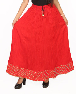 skart Self Design Women Flared Red Skirt - Buy skart Self Design Women ...