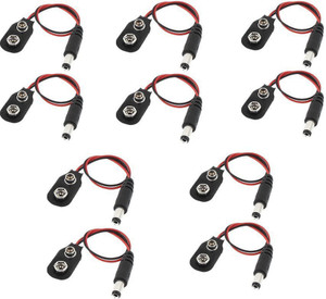 EPICTAC 9V Battery Clip snapper with 2.1x5.5mm Male DC Power Plug ...