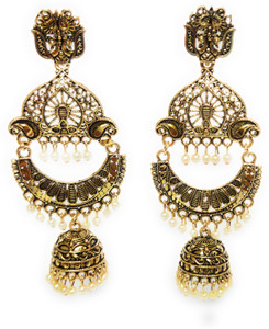 Flipkart.com - Buy Guruji Mart JHALAR JHUMKI WITH WHITE BEADS FINISH ...