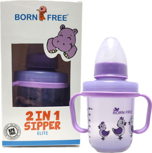 Born Free 2 IN 1 Sipper Elite Printed Round Shape Feeding Bottle with ...