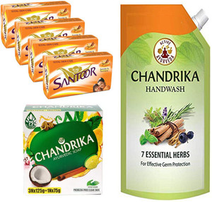 Santoor SOAP SANDAL TURMERIC, CHANDRIKA SOAP & CHANDRIKA HAND WASH ...