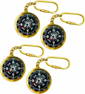 GOLA INTERNATIONAL Brass Magnetic Ditection Compass Keychain Pack of 4 ...