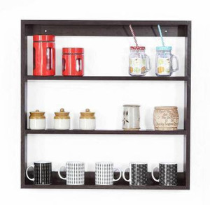 Crownista for Kitchen Storage Wooden Wall Shelf (Number of Shelves - 3 ...
