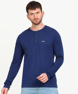 French Connection Solid Men Henley Neck Blue T-Shirt - Buy French ...
