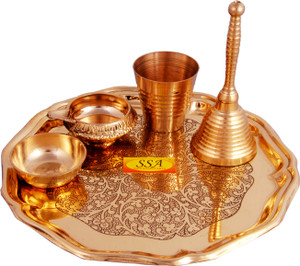 Shivshakti Arts Diwali Navratra Spacial Brass Pooja Thali Set For Laxmi ...