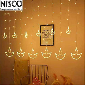 NISCO 138 LEDs 3.01 m Yellow Flickering, Steady Diya Rice Lights Price ...