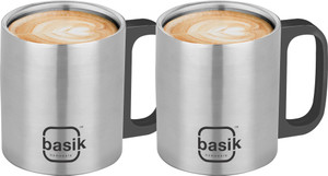 BASIK Pack of 2 Stainless Steel Astra Double-walled Tea Cup, Stainless ...