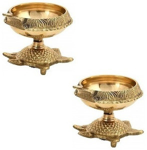 Uniqon Pack Of 2 Pcs Brass Diwali Kuber Pedi with Turtle Stand (No 0 ...