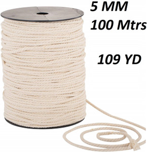 vmps 5MM 100 Meters Twisted Macrame Cotton Cord/Dori Thread Color (Off ...