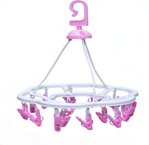 Darshan Ent Plastic Round Cloth Drying Hanging Stand with 24 Clips/Pegs ...