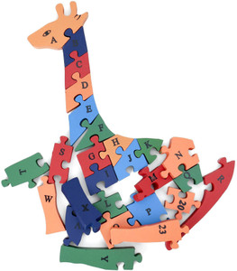 Toyful Wooden Giraffe Jigsaw Puzzle 3D Blocks | A - Z Alphabet | 1- 26 ...