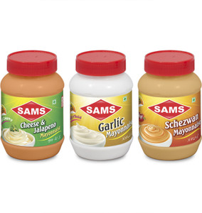 sams 300g Garlic Mayonnaise, 300g Schezwan Flavoured Mayo & 300g Cheese ...