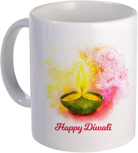 COLOR YARD happy diwali watercolor background design on Ceramic Coffee ...