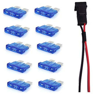 PBROS 10 Pieces 15 AMP Blade Fuse with Fuse Holder 12V Plastic Ceramic ...
