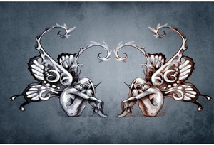 Duality Concept Tattoo Premium Poster Paper Print - ArtzFolio.com ...