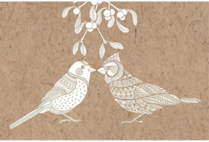 Birds & Mistletoe Unframed Paper Poster 18 x 12 inch (46 x 30 cms ...