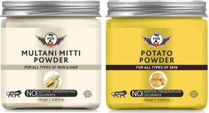 7 FOX Natural & Organic Multani Mitti Powder & Potato Powder-Packof-2 ...