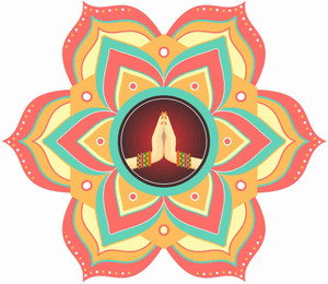 DivineDesigns 41 cm Welcome Hands Rangoli Sticker ( Size :- 16 X 16 ...
