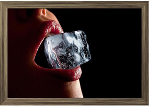 Ice Cube In A Womans Mouth Paper Poster Antique Golden Frame Paper ...