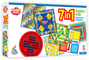 GENIUS GEMS GEMS 7 in 1 Board Game (1223) Brainvita,Business,Ludo ...