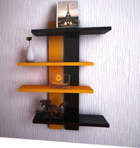 OnlineCraft ch530 wooden wall shelf duble patti orang black Wooden Wall ...