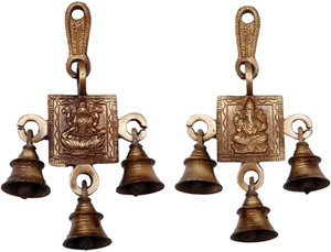 vyomika decor 3 Bells Brass Hanging Hindu God Ganesha and Goddess Laxmi ...