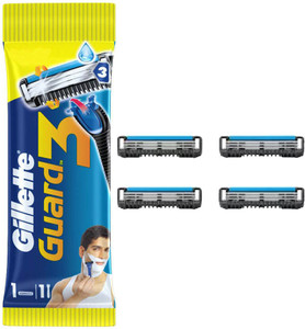 Gillette Guard 3 Shaving Combo (1N Razor + 4N Cartridges), Men - Price ...
