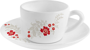 cello Pack of 12 Opalware Queen 13 CL Scarlet Bliss Cup and Saucer Set ...