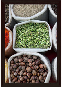 Indian Colored Spices Paper Poster Dark Brown Frame Paper Print ...