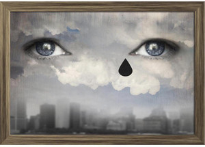 Two Human Eyes Crying Up From The Clouds Paper Poster Antique Golden ...