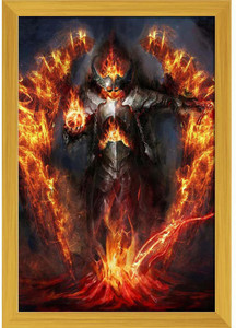 Fire Magma Paper Poster Golden Frame | Top Acrylic Glass Paper Print ...