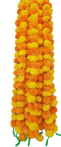 Urvi Creations Set 5 Orange Lemon Yellow Artificial Marigold Fluffy ...