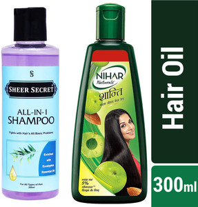 Sheer Secret All In 1 Shampoo 200ml and Nihar Shanti Amla Hair Oil ...