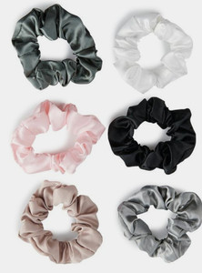 craftsy petals 6 Pcs Silk Satin Set of Scrunchy, Strong Elastic Bobbles ...
