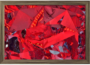 Red Reflective Wall Art Paper Poster Antique Golden Frame | Top Acrylic ...
