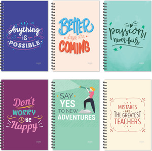 ESCAPER Motivational Notebooks - Jumbo Pack of 6 Notebooks (Ruled - A5 ...