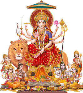 god & god's 48 cm Sherawali Mata Rani Wall Sticker Self Adhesive ...