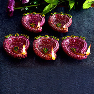 Zumrut ®Handmade Traditional Designer Natural Earthen Diwali Clay Diya