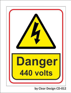 Clear Design Danger 440 volts, Danger 440 volts Sign Board 8”x 6” inch ...