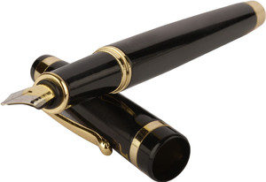 TEUER Rubi Black Body & Golden Clip Designer Metal Fountain Pen ...