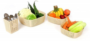 Flipkart SmartBuy Plastic Combo Of 4 Multi-Size Multipurpose Basket ...