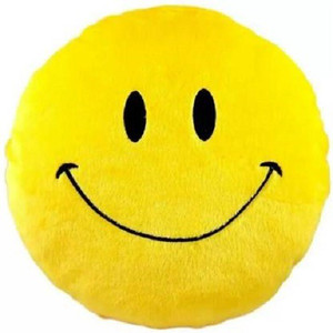 Saubhagye Cotton Smiley Cushion Pack of 1 (Yellow)- Smiley- 35cm - 35 ...
